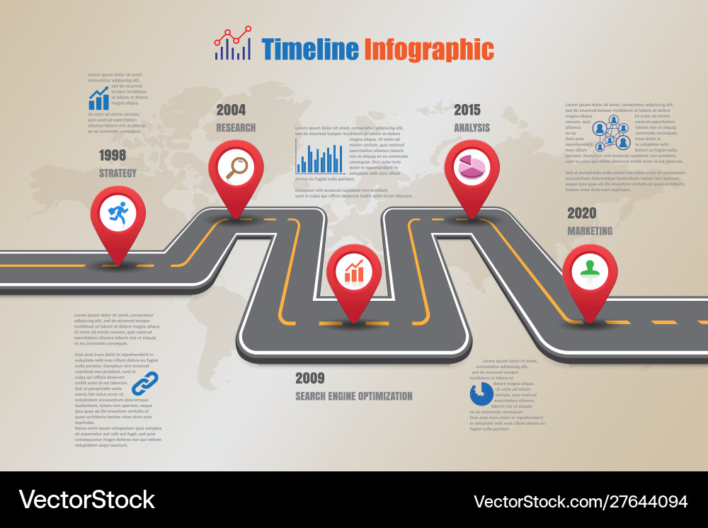 Business road map timeline infographic Royalty Free Vector