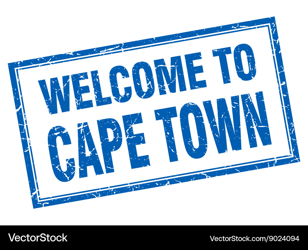 Cape town blue square grunge welcome isolated Vector Image
