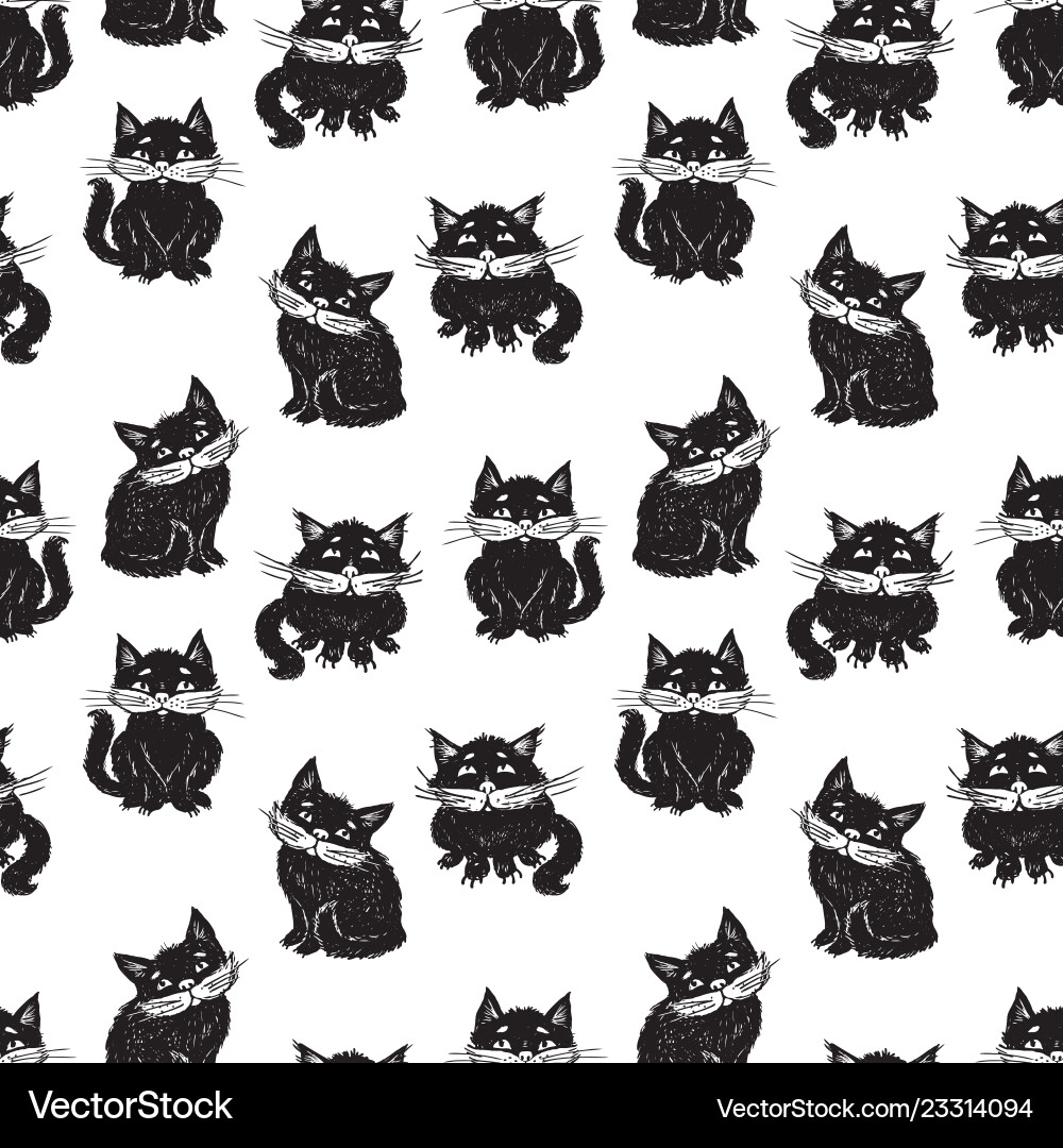 Pattern of the domestic black cats Royalty Free Vector Image