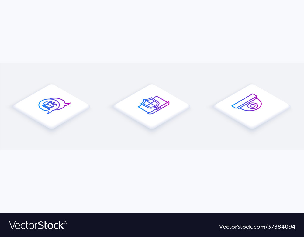 Set isometric line system bug laptop protected Vector Image Set isometric line system bug laptop protected Vector Image