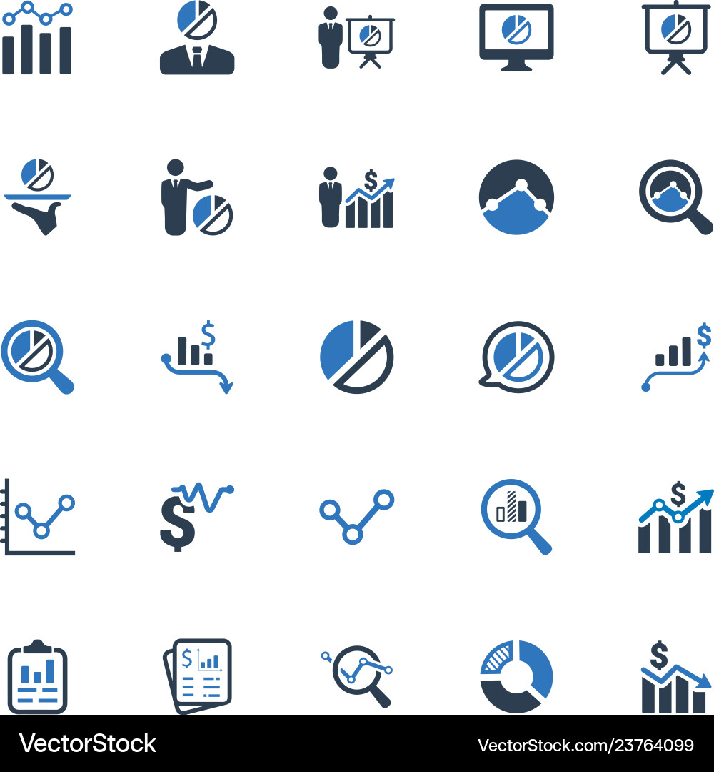 Graph and diagram icons Royalty Free Vector Image