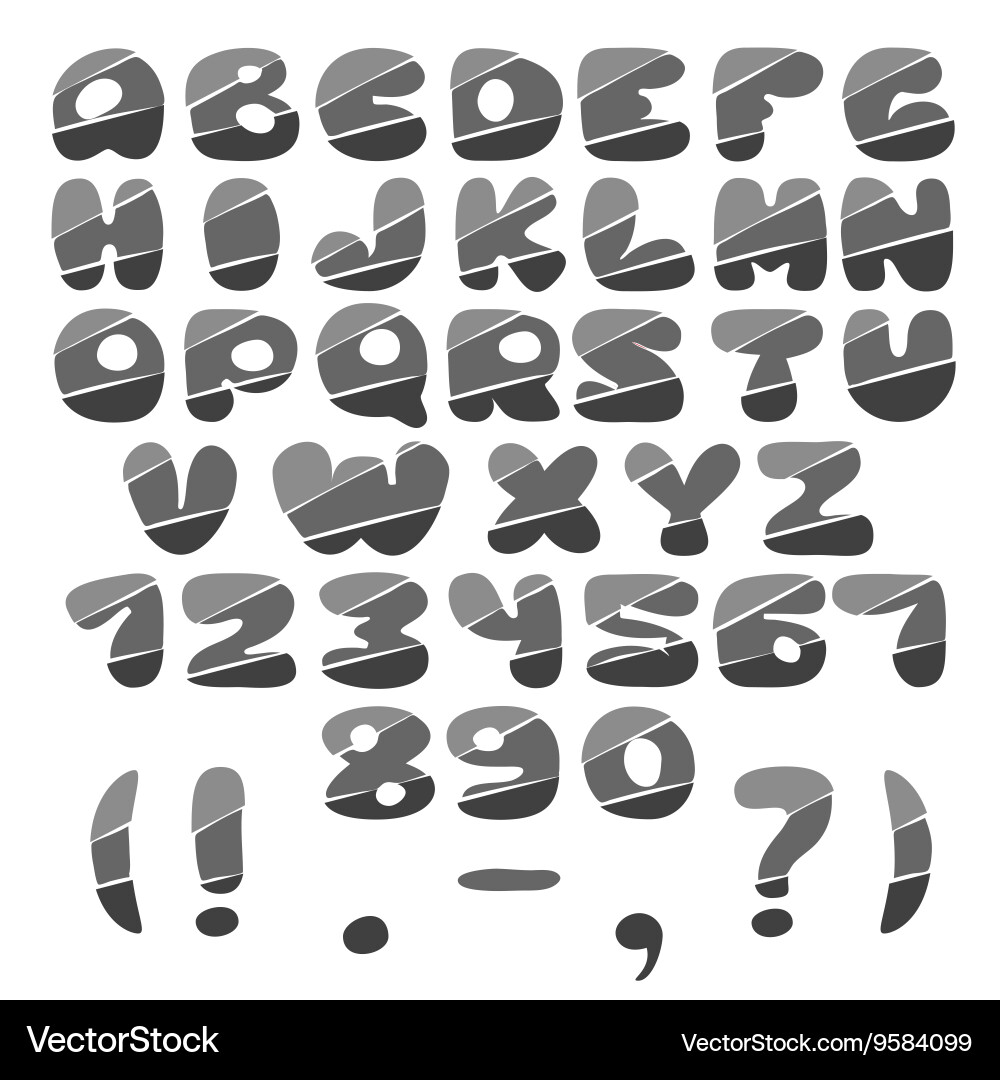 Gray cut Alphabet Royalty Free Vector Image - VectorStock