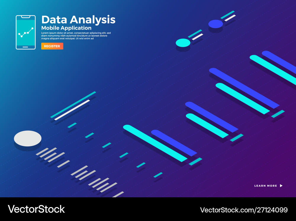 Isometric graph chart analysis Royalty Free Vector Image