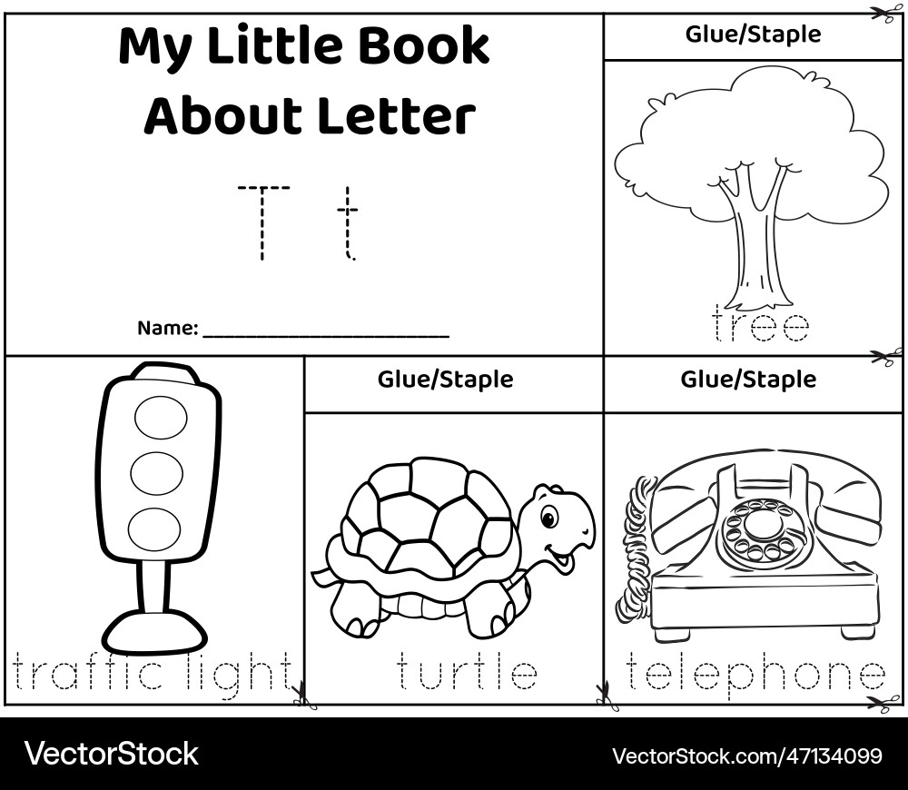 My little book about letter tt Royalty Free Vector Image