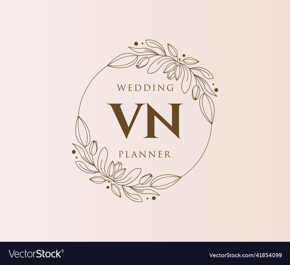 Vn initials letter wedding monogram logos Vector Image