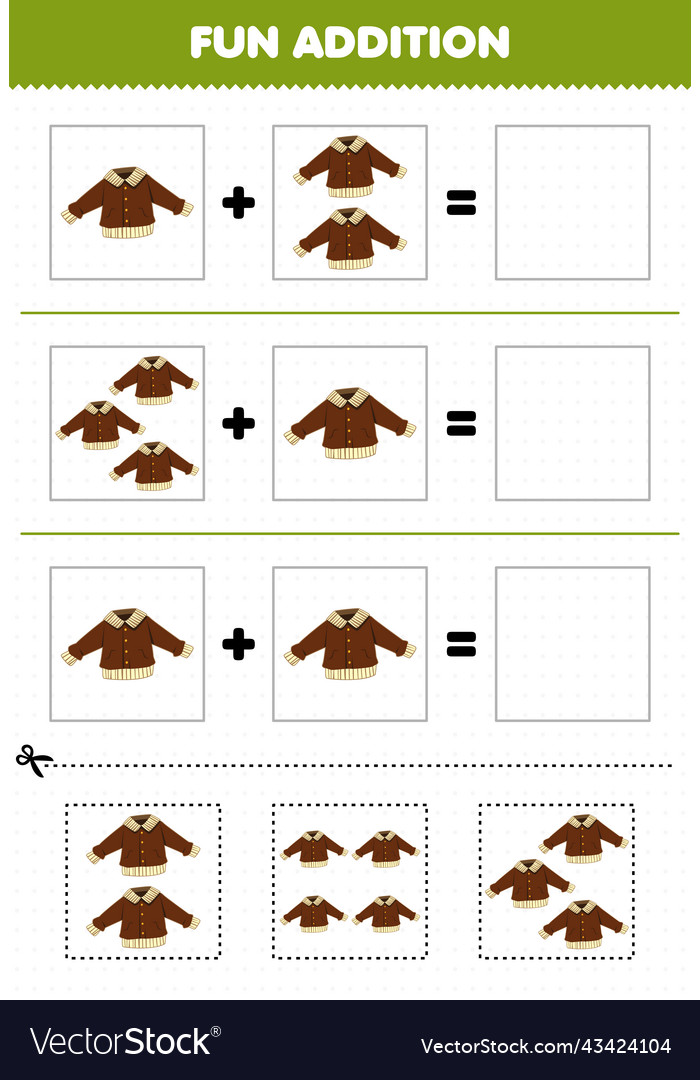 Education game for children fun addition by cut Vector Image