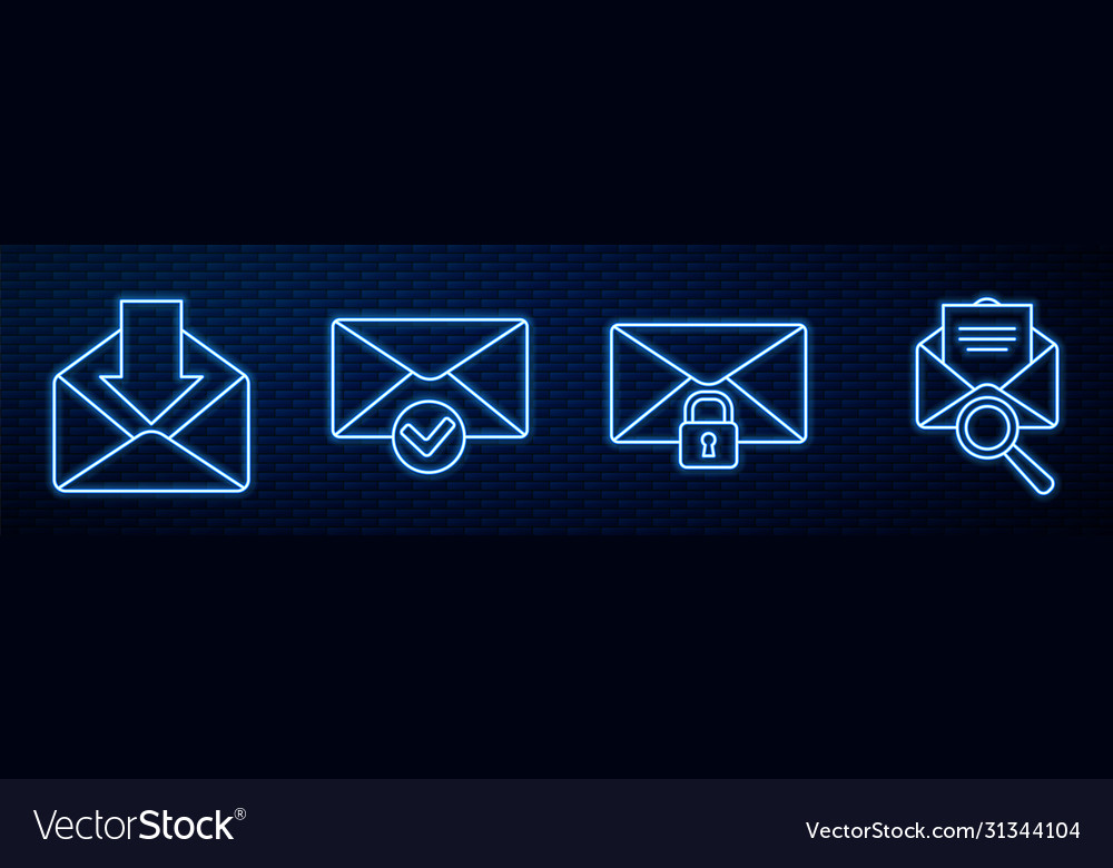 Set line mail message lock password envelope Vector Image Set line mail message lock password envelope Vector Image