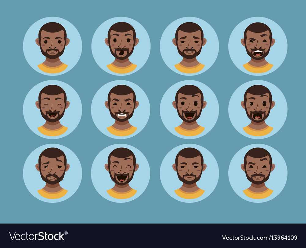 American African Men Facial Expression Royalty Free Vector