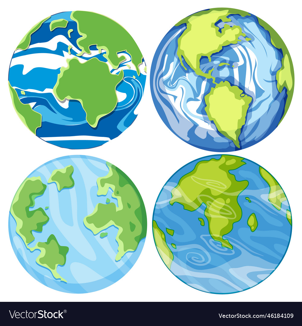 Earth globe planets collection Royalty Free Vector Image Earth globe planets collection Royalty Free Vector Image