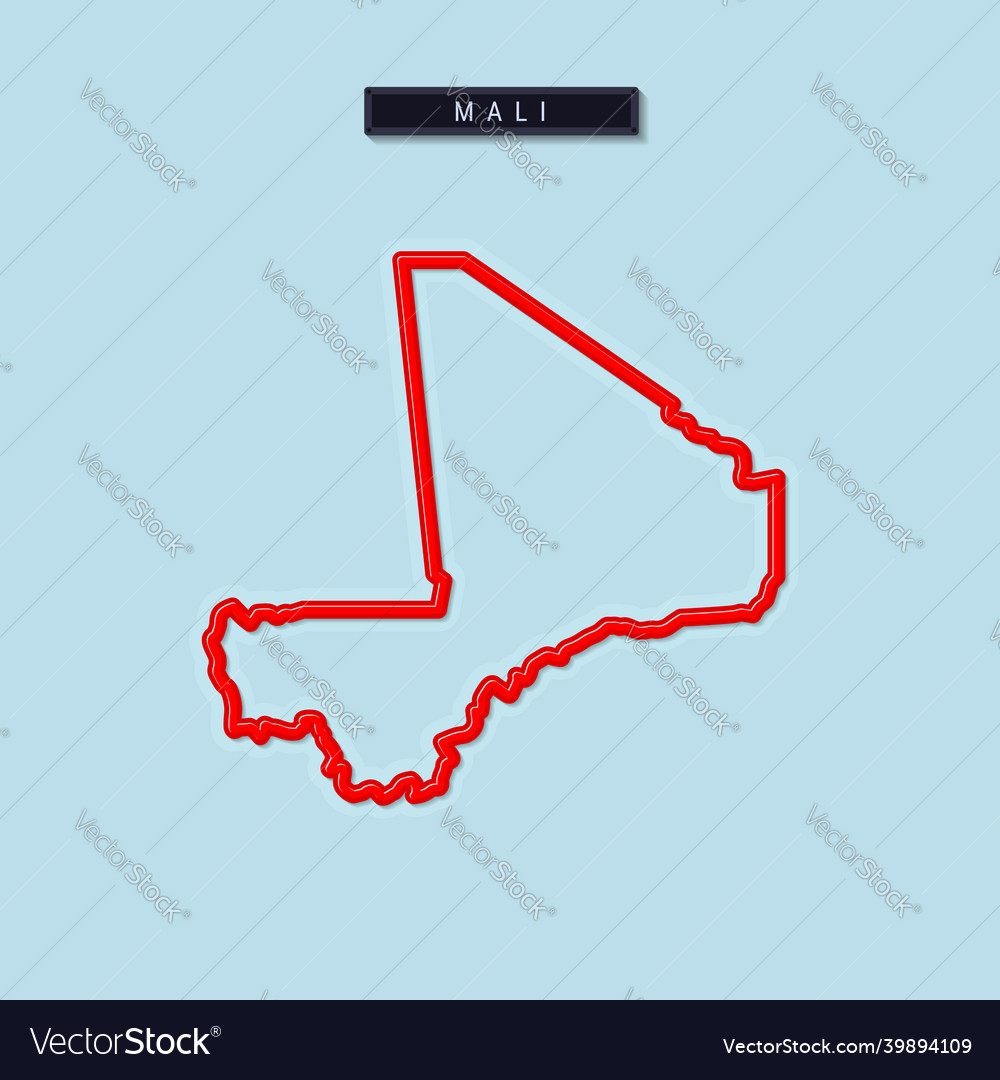 Mali Bold Outline Map Royalty Free Vector Image