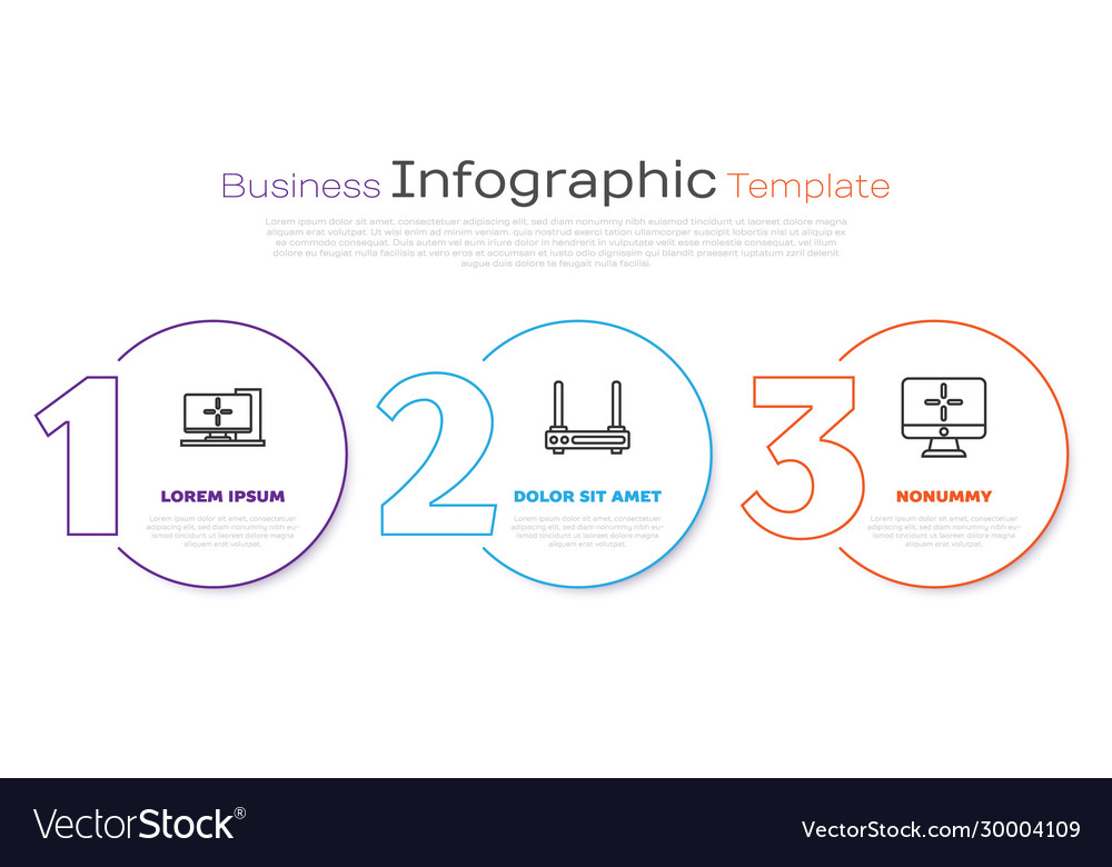 Set Line Computer Monitor Router And Wi Fi Signal Vector Image