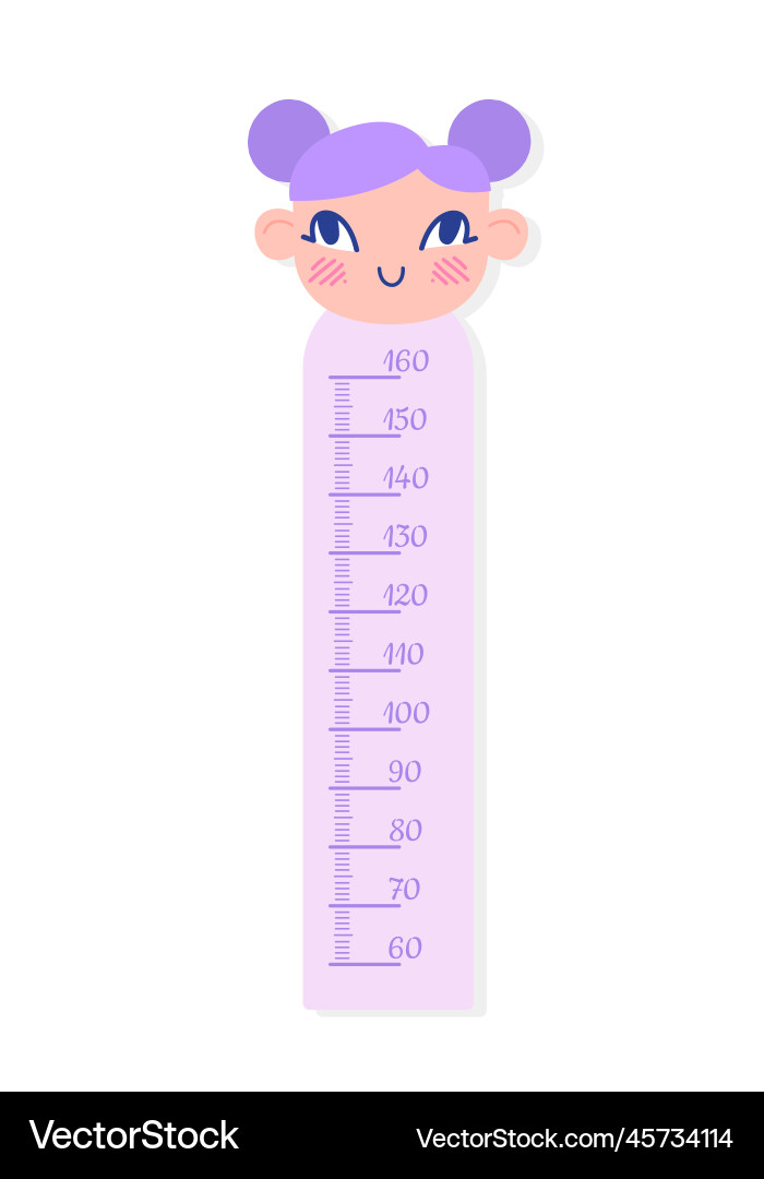 Children height chart with girl Royalty Free Vector Image