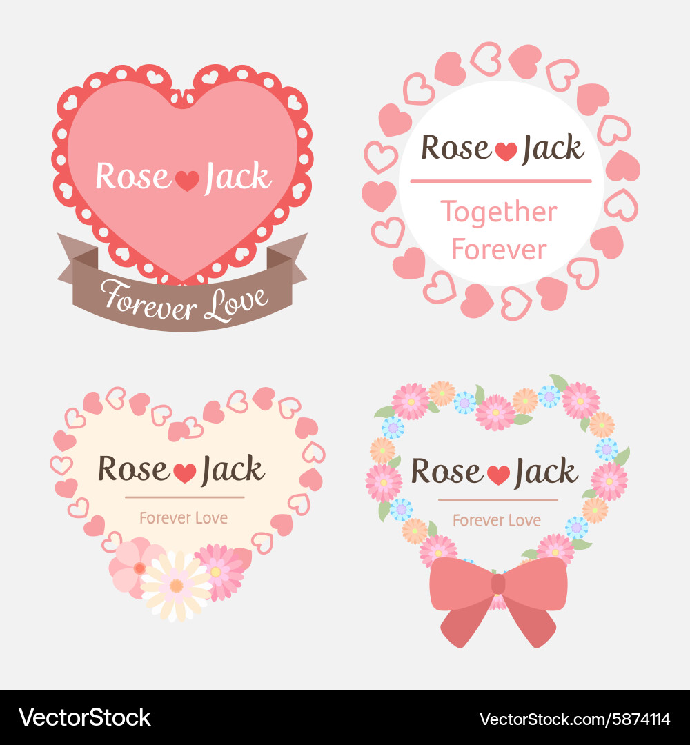 Cute pastel romantic wedding heart shape label Vector Image
