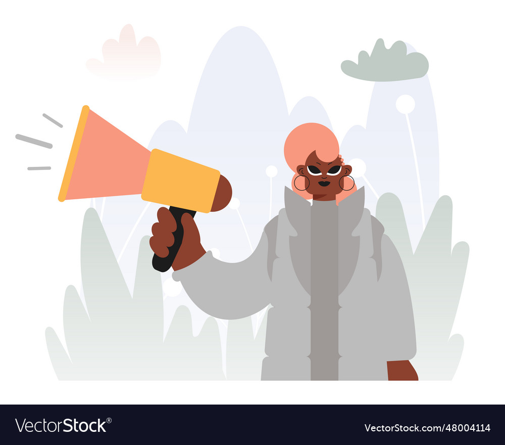 Enabling voices in activism energetic lady Vector Image