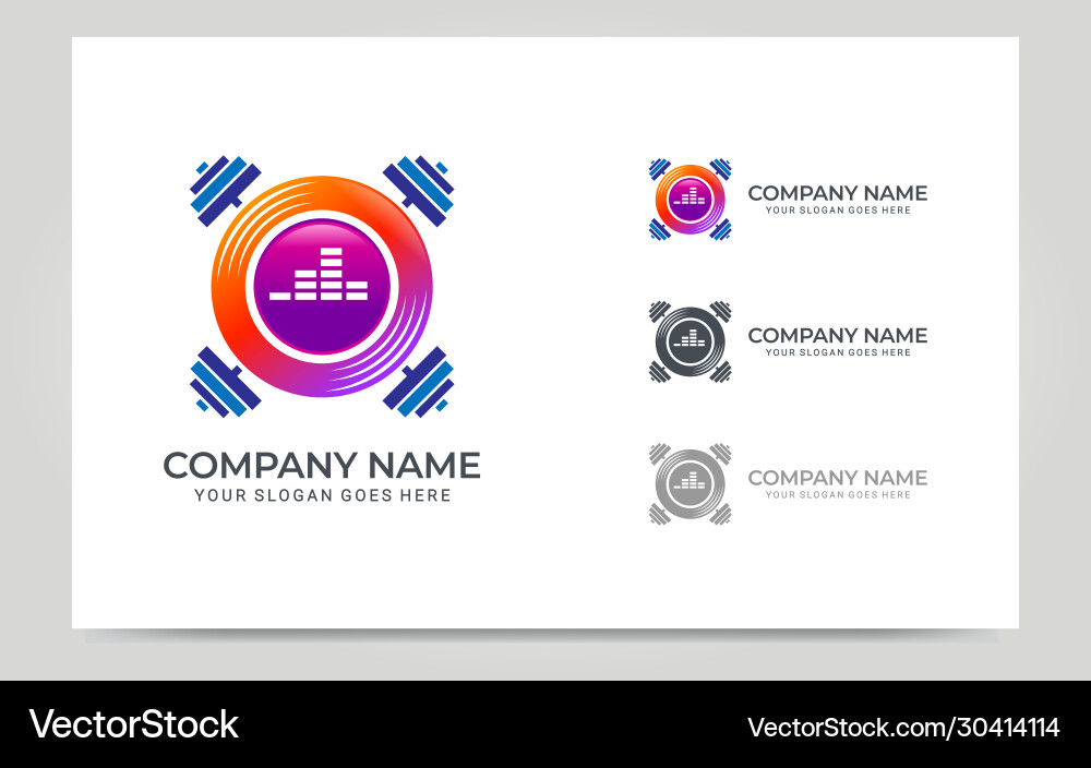 Modern gym music logo design editable Royalty Free Vector