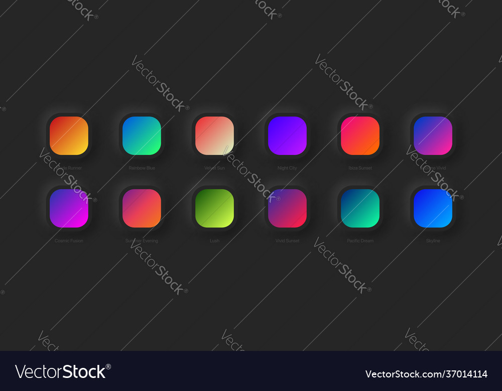 Modern vivid color bright gradients set for ui Vector Image