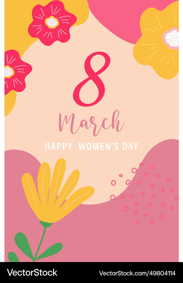 Postcard for march 8th with creative flowers Vector Image