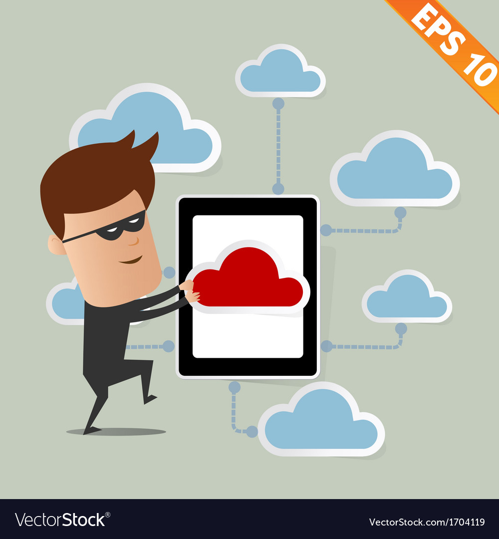 Hacker Steal Data On Cloud Computing Eps Vector Image
