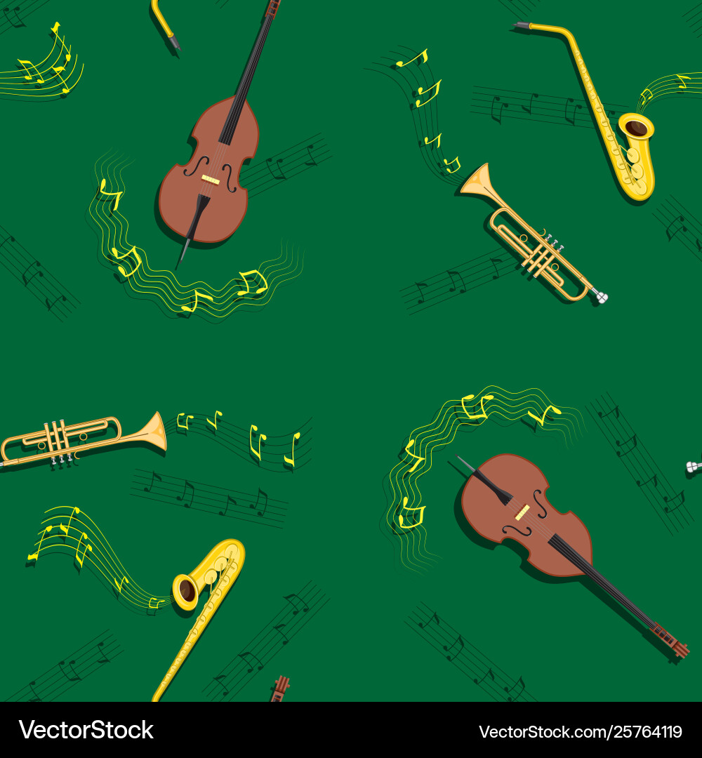 Jazz music seamless pattern with musical Vector Image