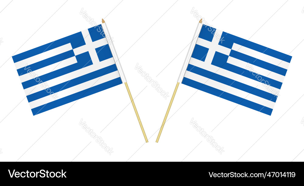 Two small greek flags isolated on white Royalty Free Vector