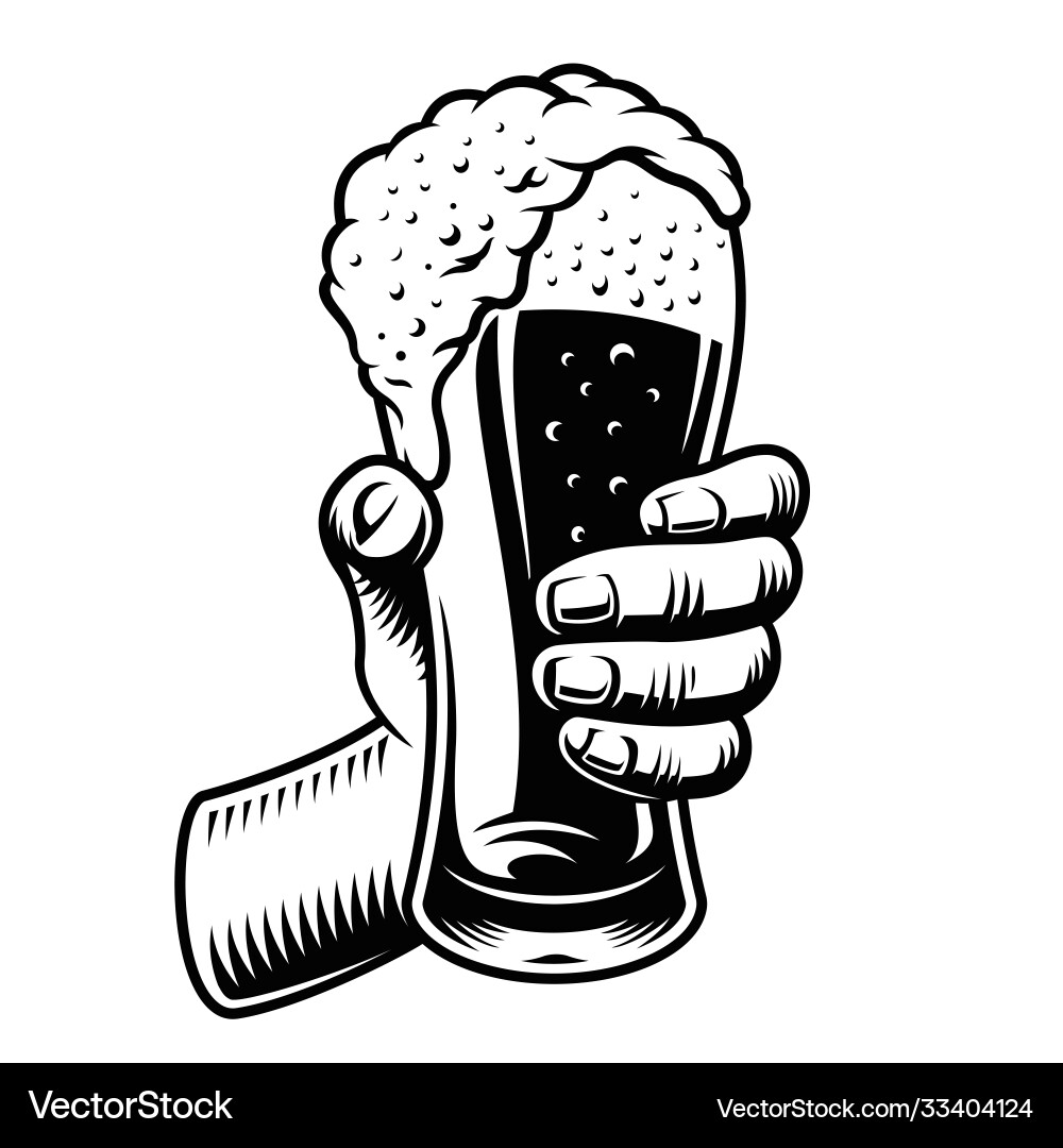 A hand with glass beer Royalty Free Vector Image