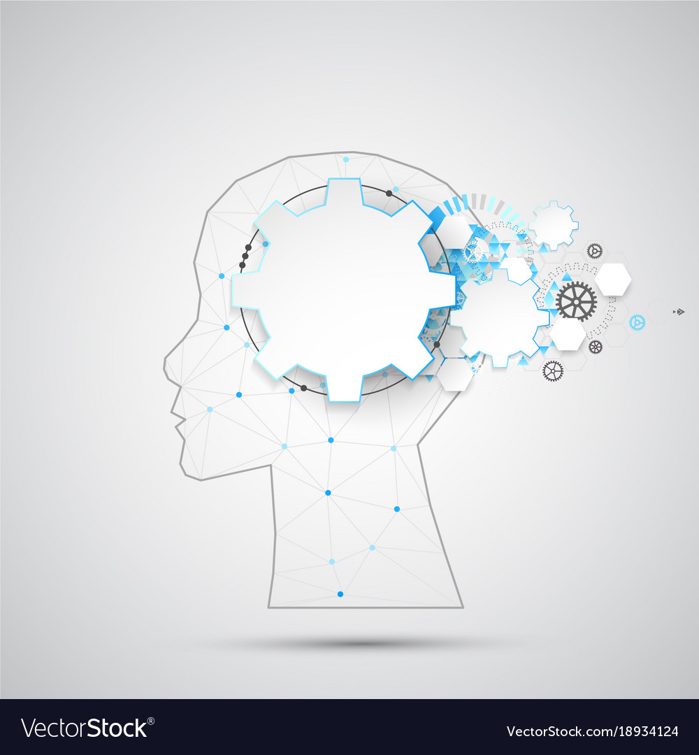 Creative brain concept background with triangular Vector Image