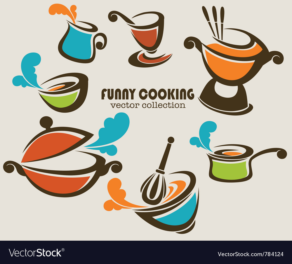 Funny cooking objects Royalty Free Vector Image