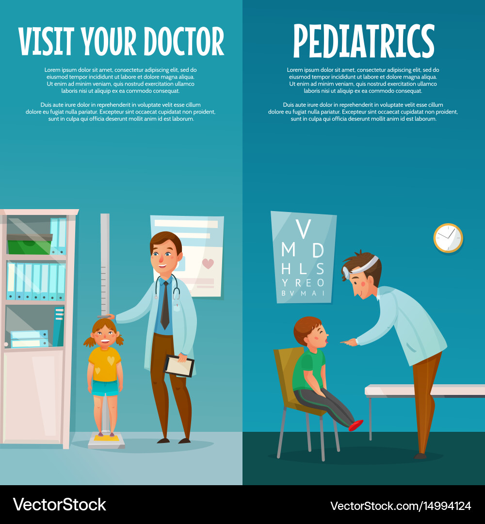 Pediatrician and kid vertical banners Royalty Free Vector