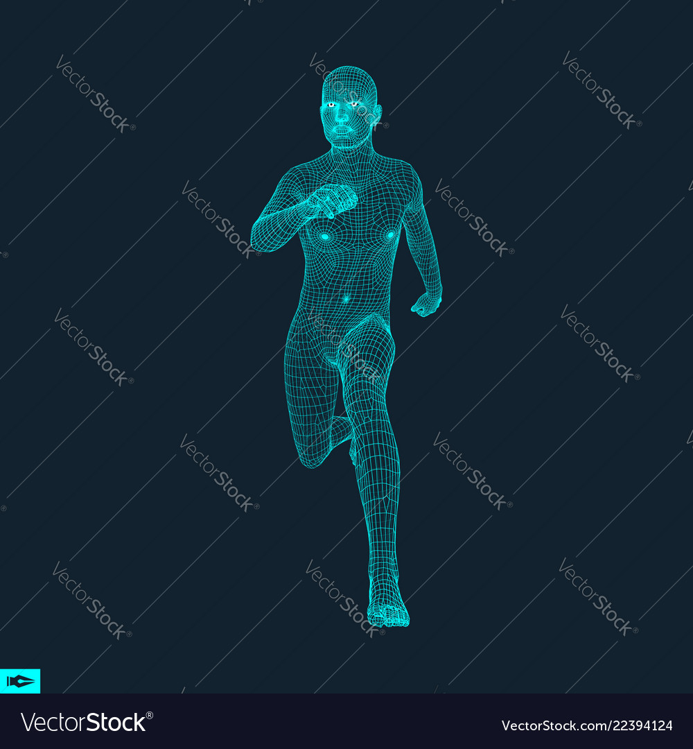 Running man 3d model of man geometric design Vector Image