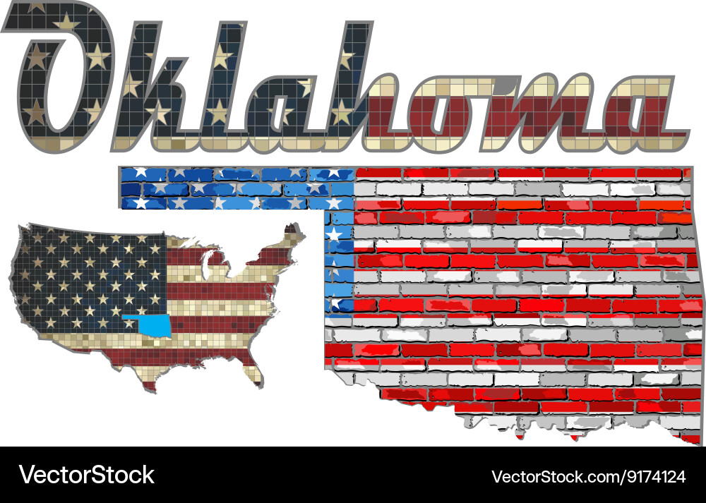 Usa state oklahoma on a brick wall Royalty Free Vector Image