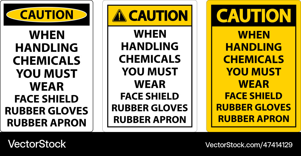 Caution handling chemicals sign on white Vector Image