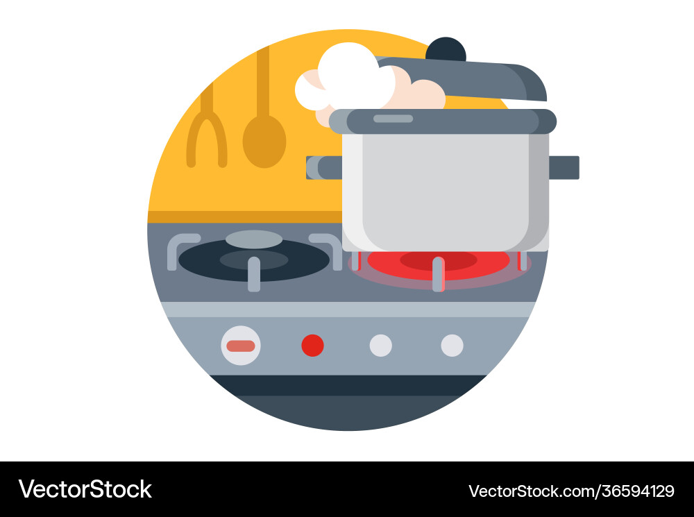 Cooking pot on gas stove Royalty Free Vector Image