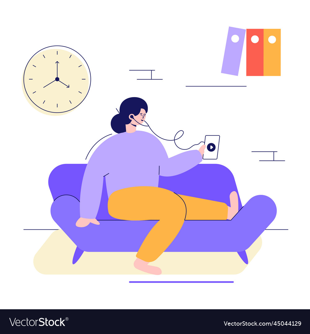 Download flat of podcast listener Royalty Free Vector Image