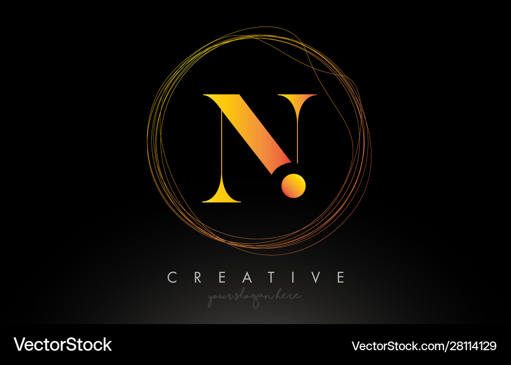 Gold artistic n letter logo design with creative Vector Image