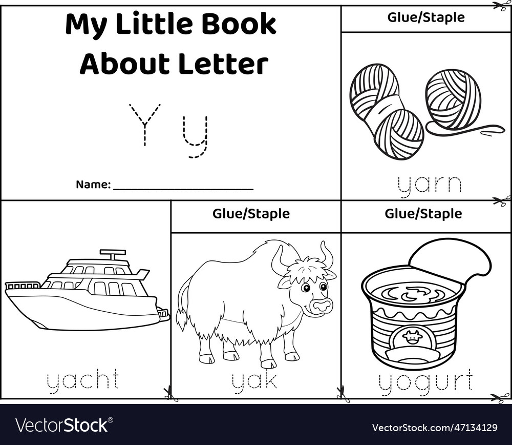 My little book about letter yy Royalty Free Vector Image