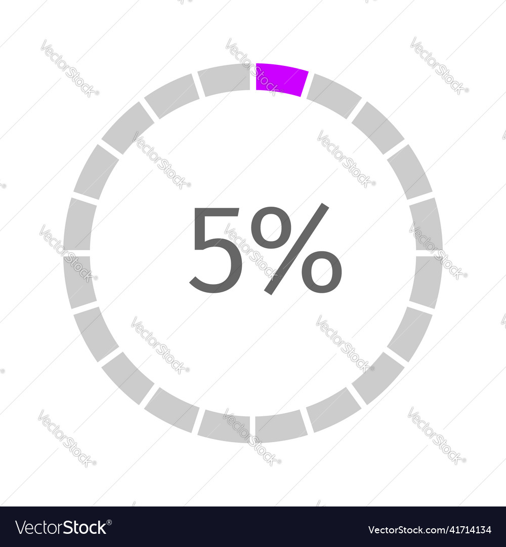 5 Percent Filled Round Loading Bar Divided Vector Image