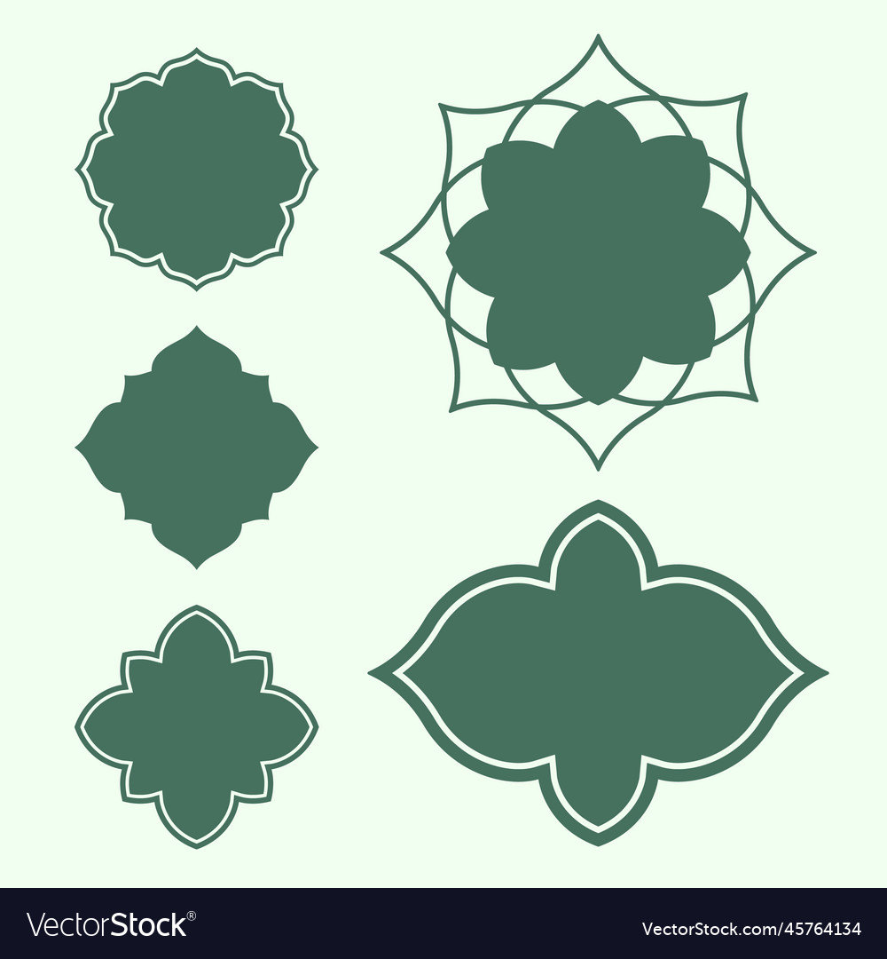 Five arabic islamic shape collection Royalty Free Vector