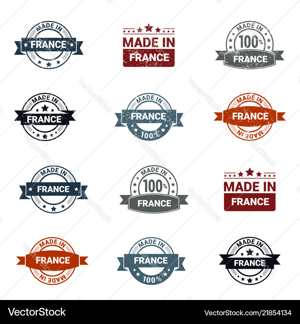 France stamp design set Royalty Free Vector Image