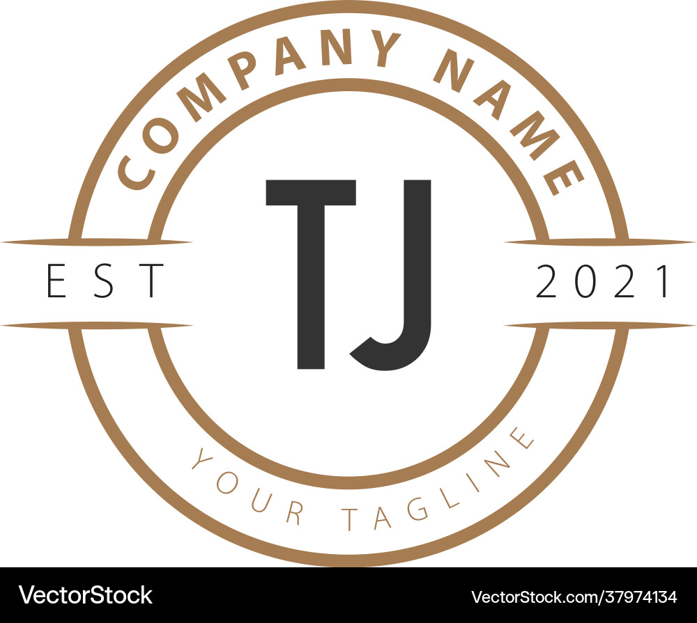 Initial letter tj vintage logo design template Vector Image