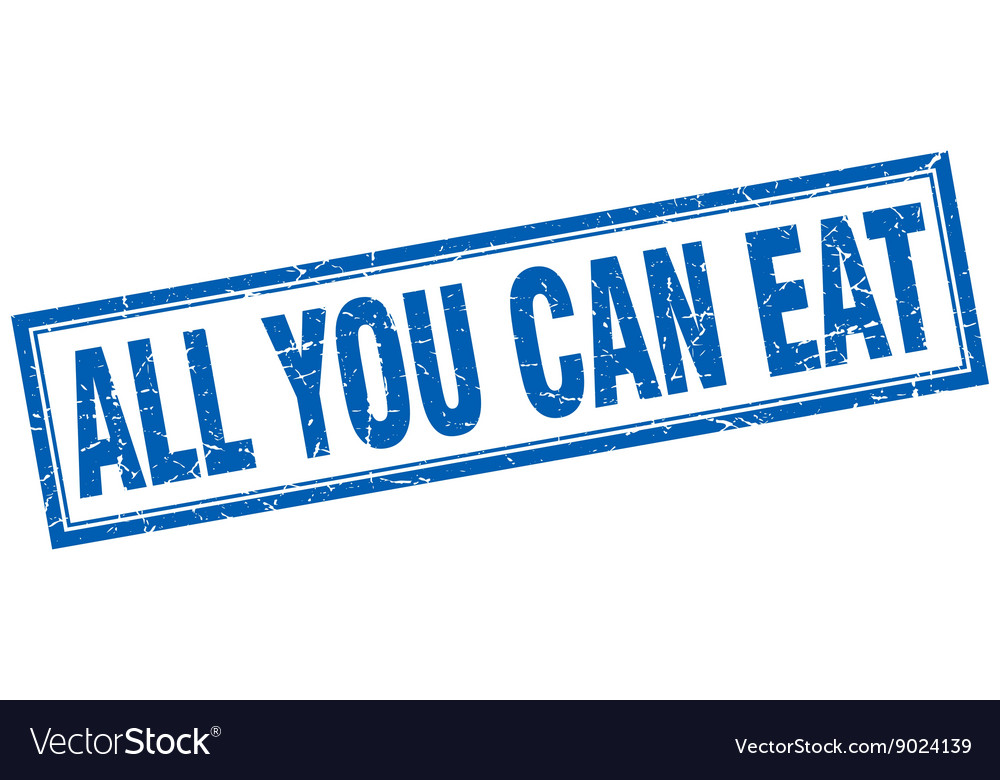 All you can eat blue square grunge stamp on white Vector Image