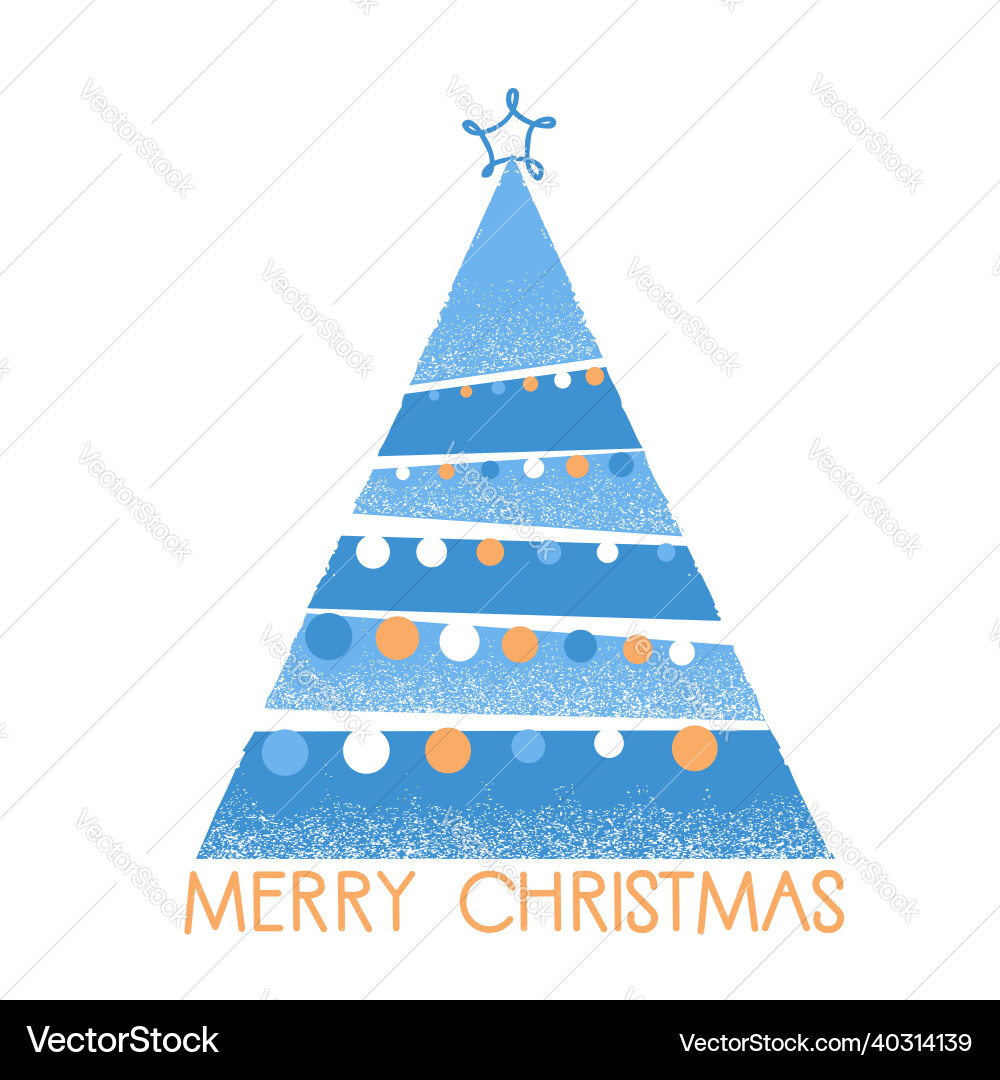 Blue winter chriistmas card with tree on white Vector Image