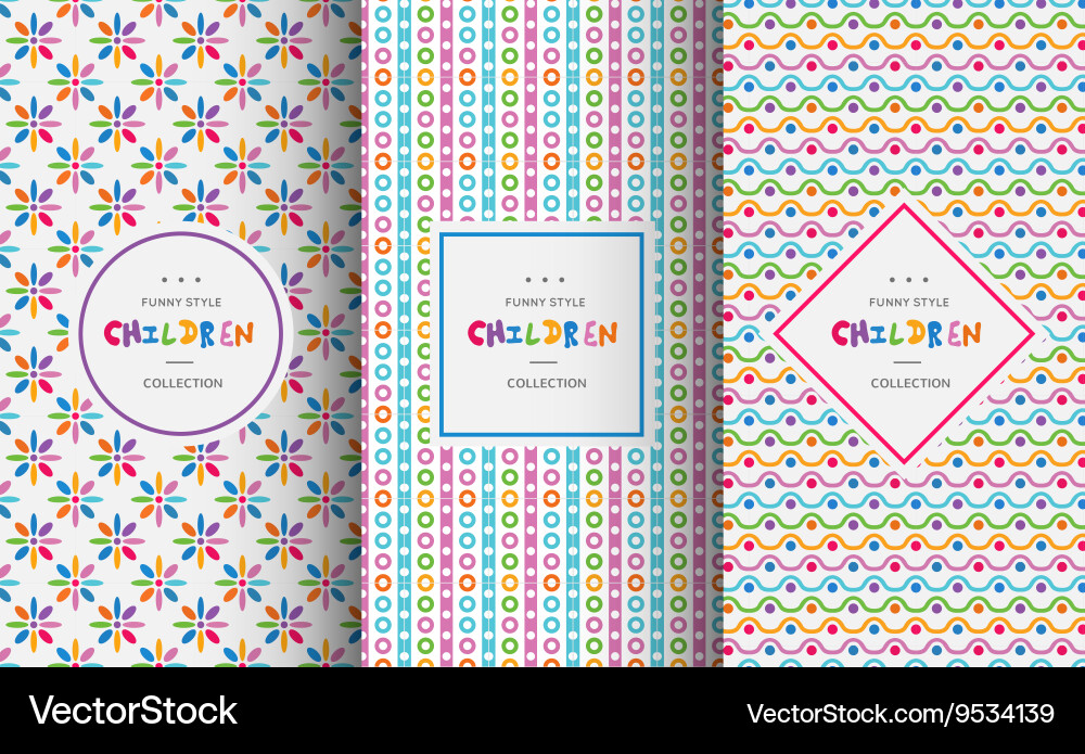 Bright colorful seamless patterns for baby style Vector Image