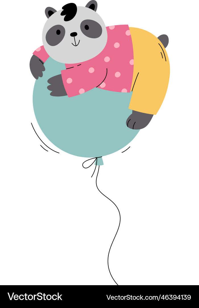Cute panda with balloon Royalty Free Vector Image