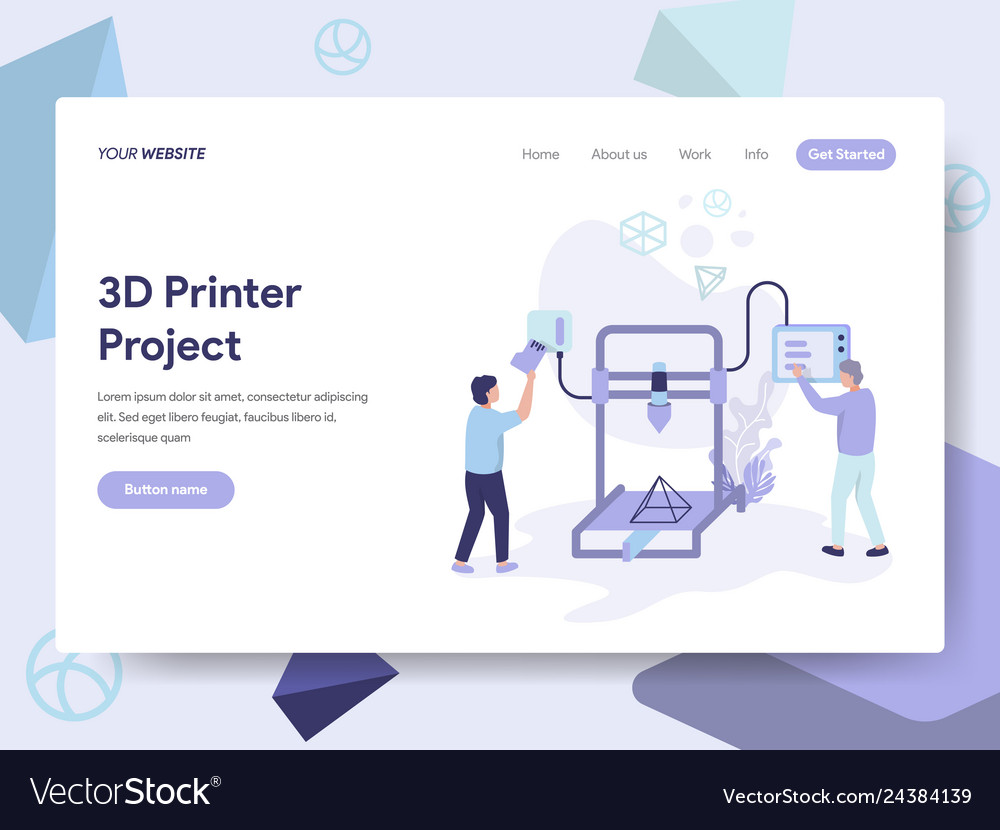 Landing page template of 3d printer concept Vector Image