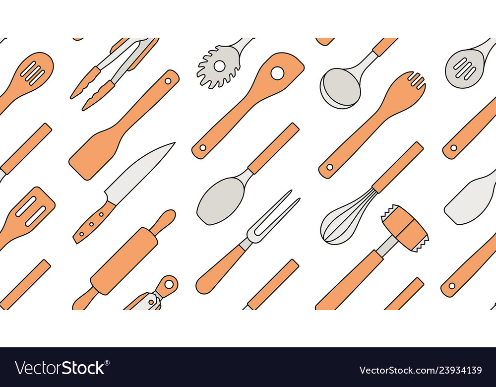 Seamless pattern with kitchen utensils Royalty Free Vector