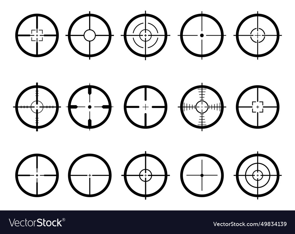 Set Of Target Line Icons Sniper Symbol Targeting Vector Image