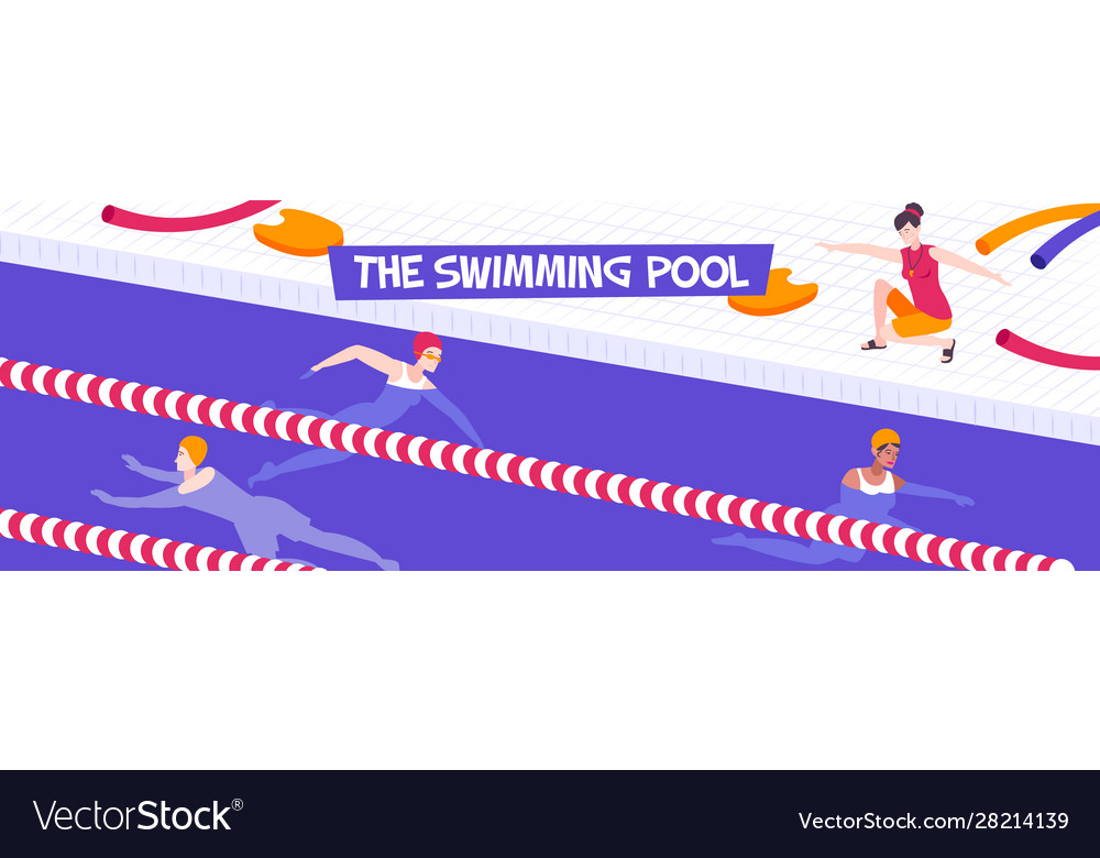 Swimming pool horizontal composition Royalty Free Vector
