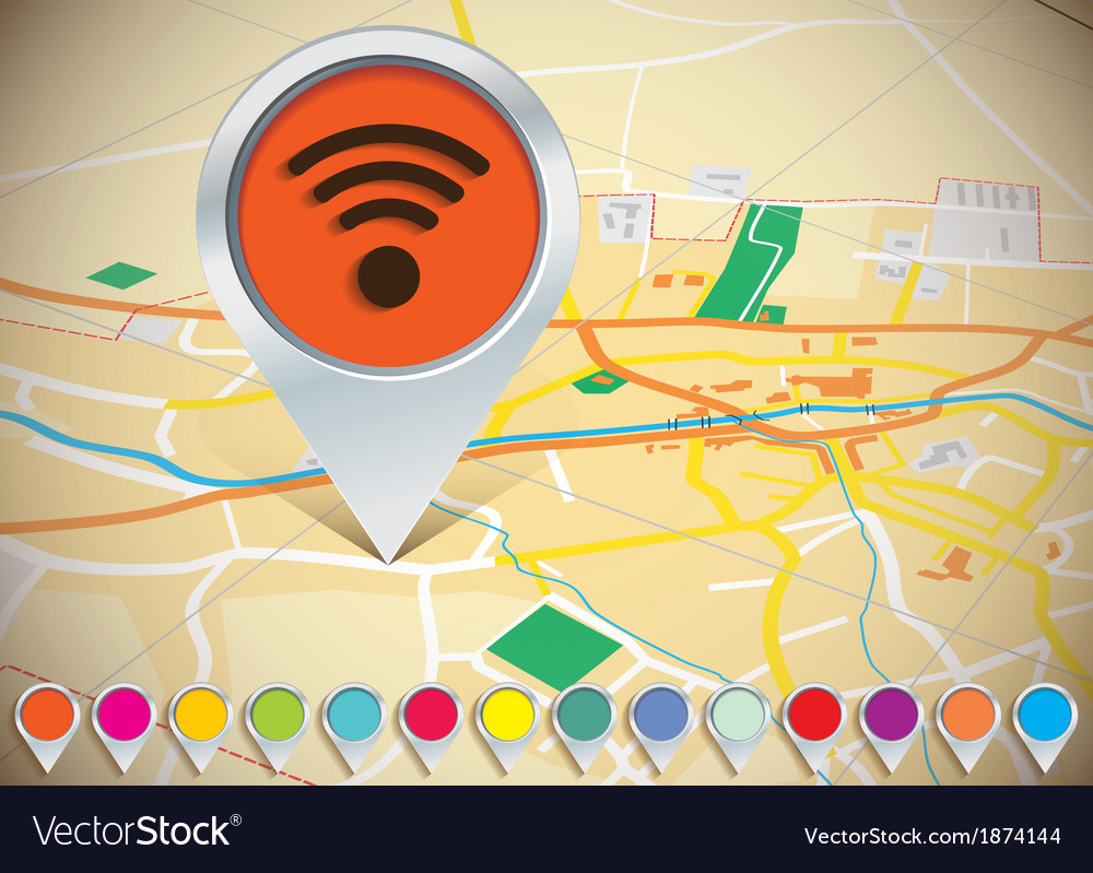 Map with pins Royalty Free Vector Image - VectorStock Map with pins Royalty Free Vector Image - VectorStock