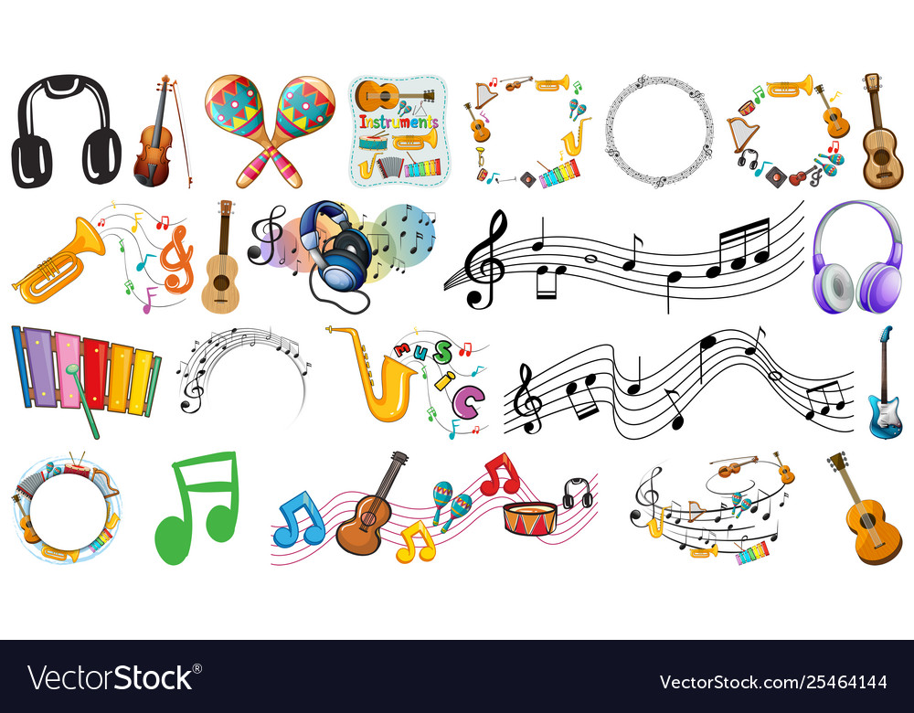 Set music instruments Royalty Free Vector Image