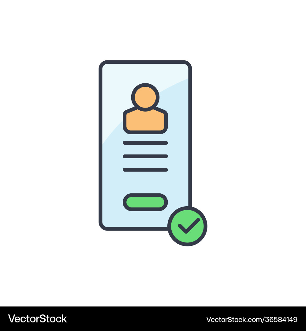 Account id verification icon color line outline Vector Image